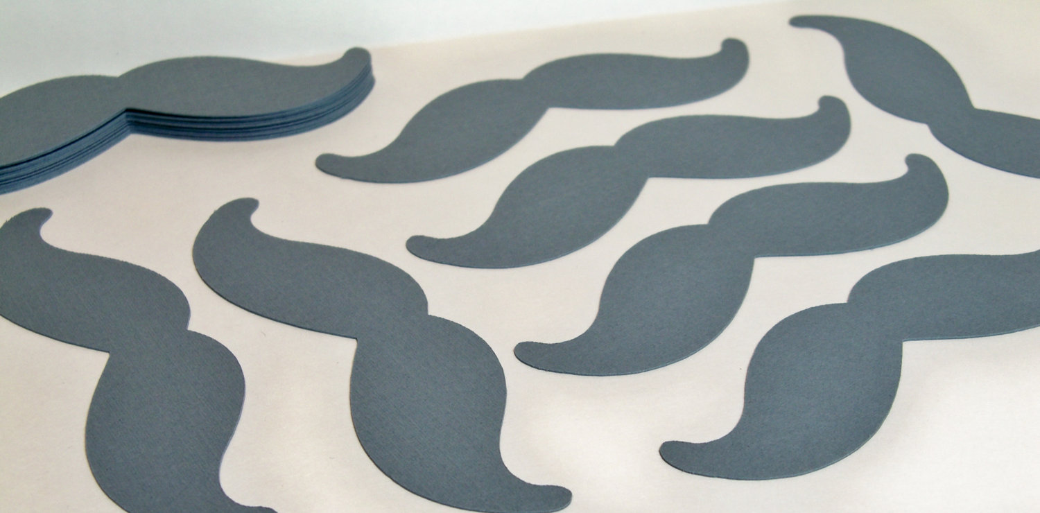 100 Gray Mustache Cardstock Die Cuts/ Grey Moustache/ Stache/ Party ...